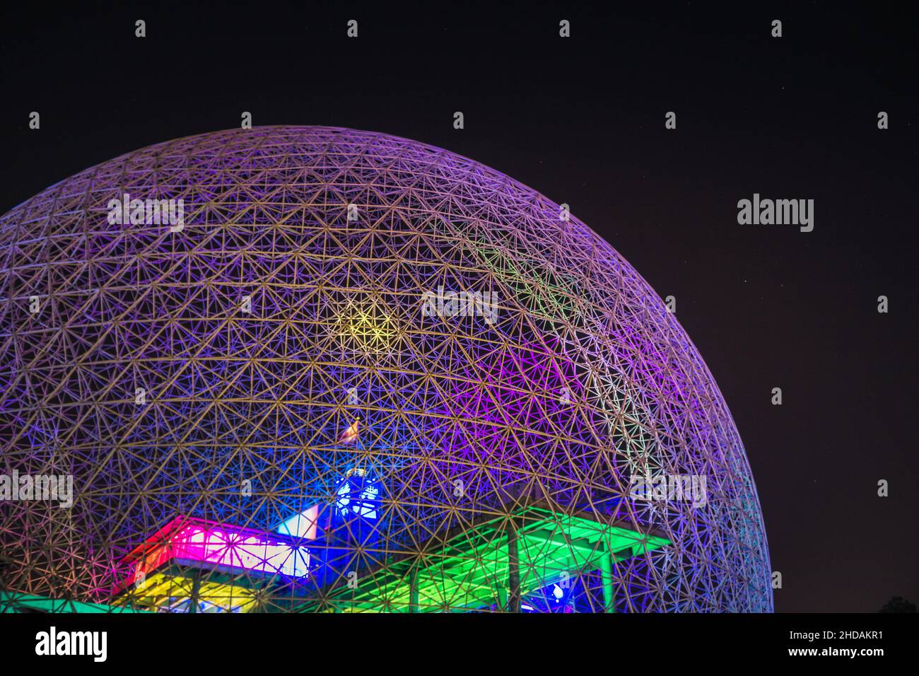 View on the Montral Biosphere by night Stock Photo - Alamy