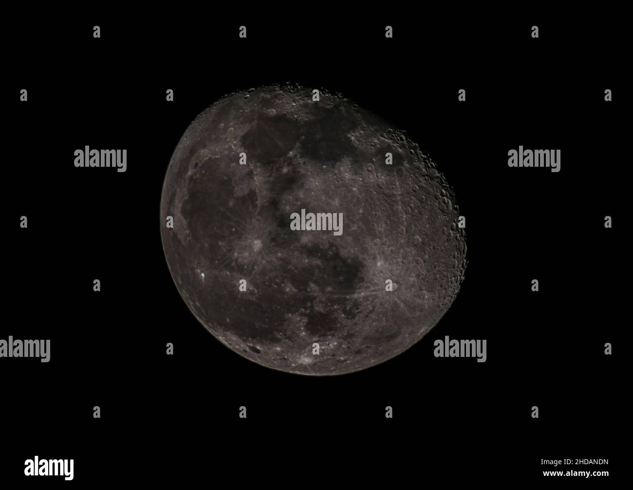 Beautiful waxing moon during the nighttime with a black background ...