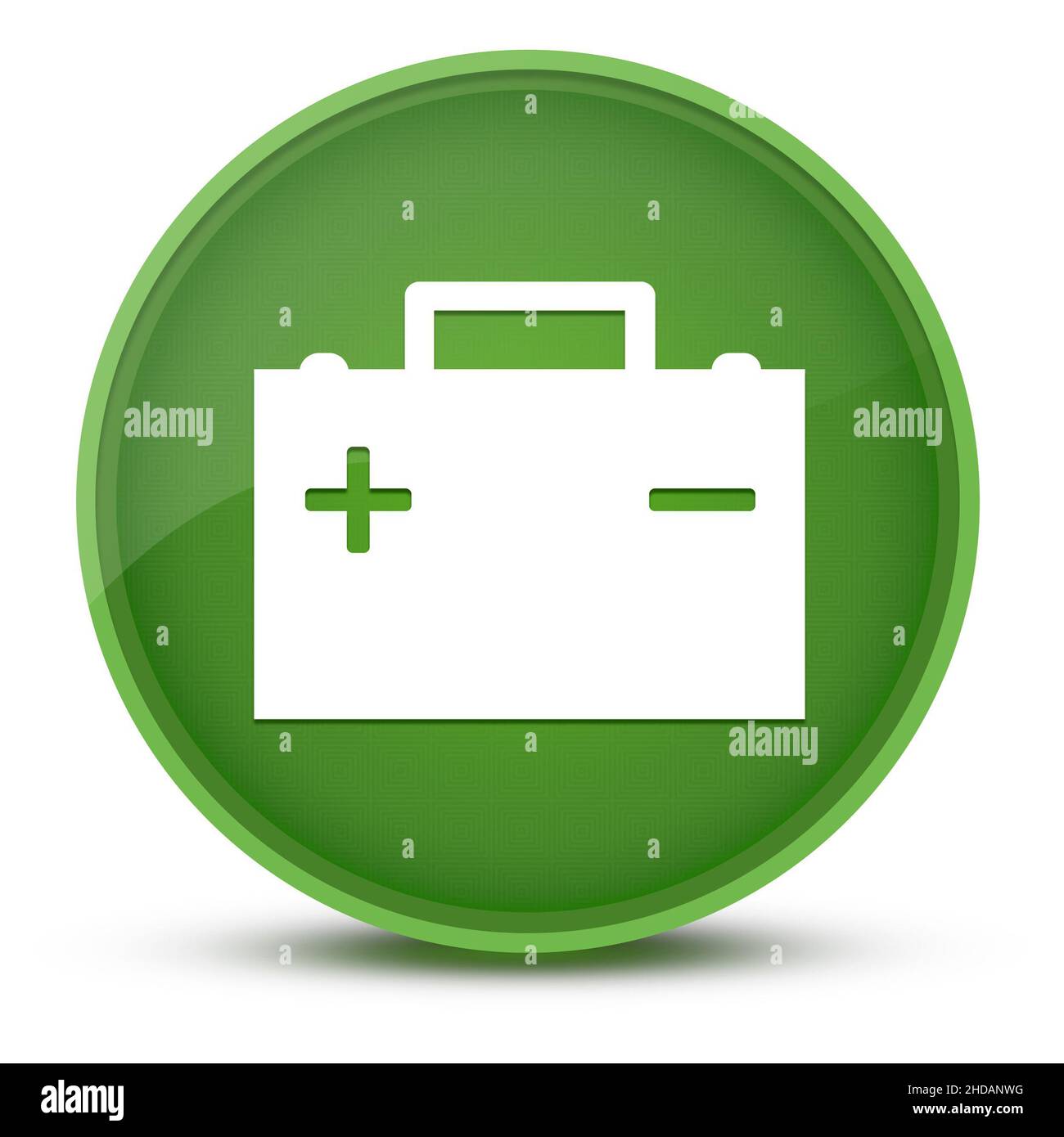 Car battery luxurious glossy green round button abstract illustration ...