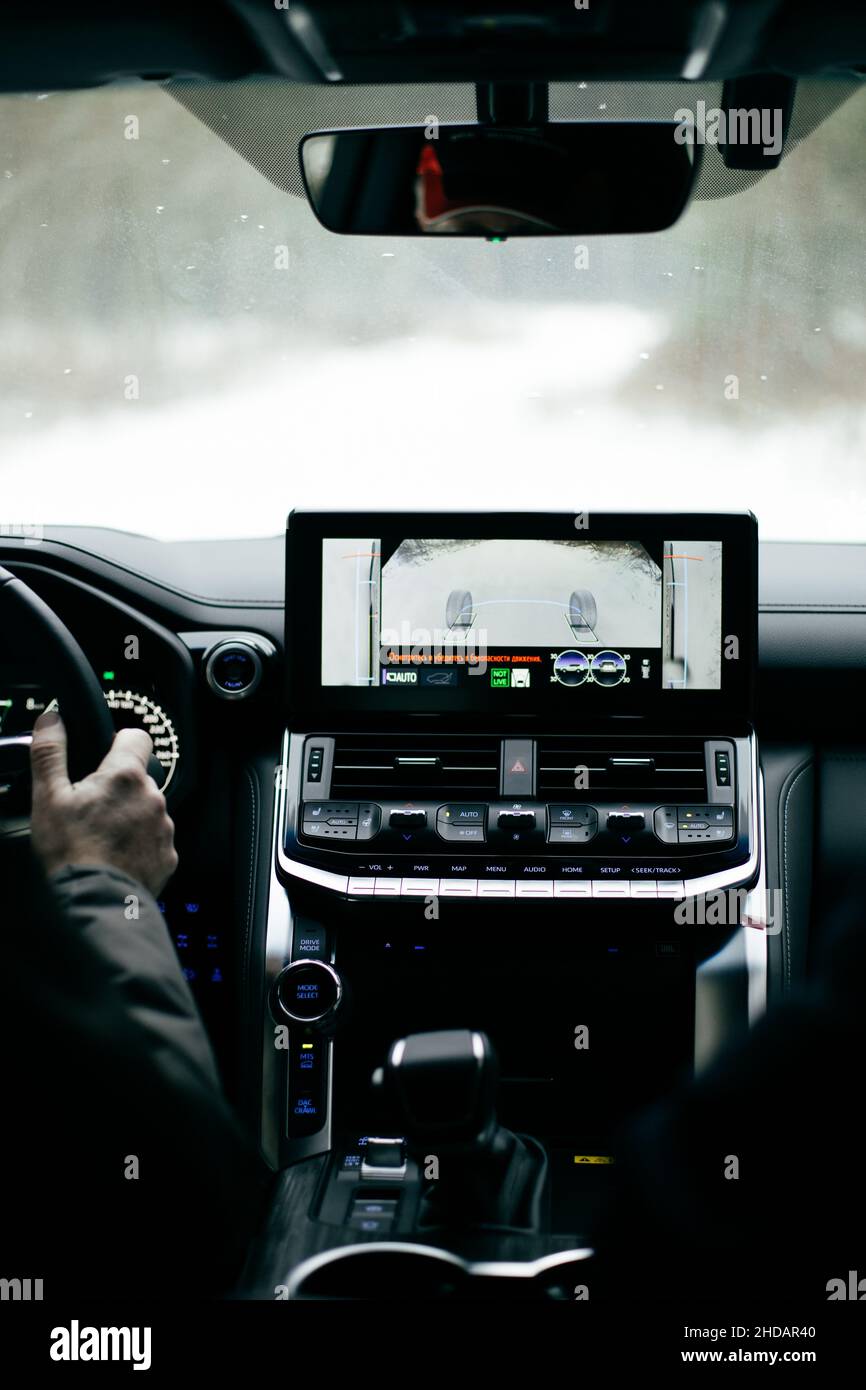 Modern car dashboard. Screen multimedia system. Interior detail Stock ...