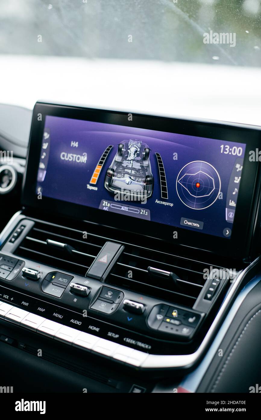 Modern car dashboard. Screen multimedia system. Interior detail Stock ...