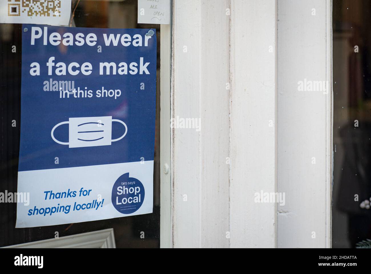 Please wear a mask COVID 19 advice on display at shop premises Stock ...