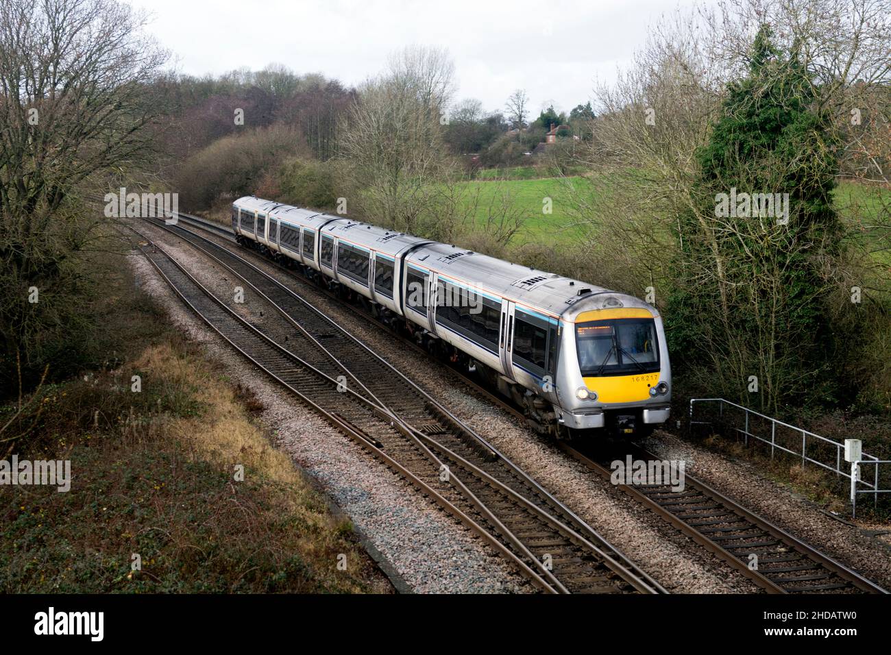Chiltern Railways class 168 diesel train in winter, Warwickshire ...