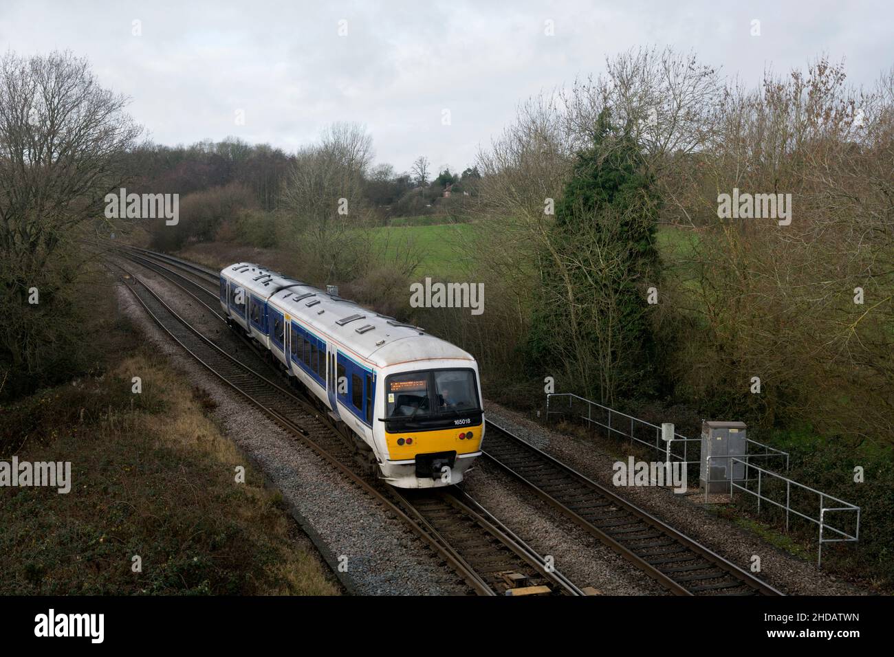 Chiltern Railways class 165 diesel train in winter, Warwickshire ...