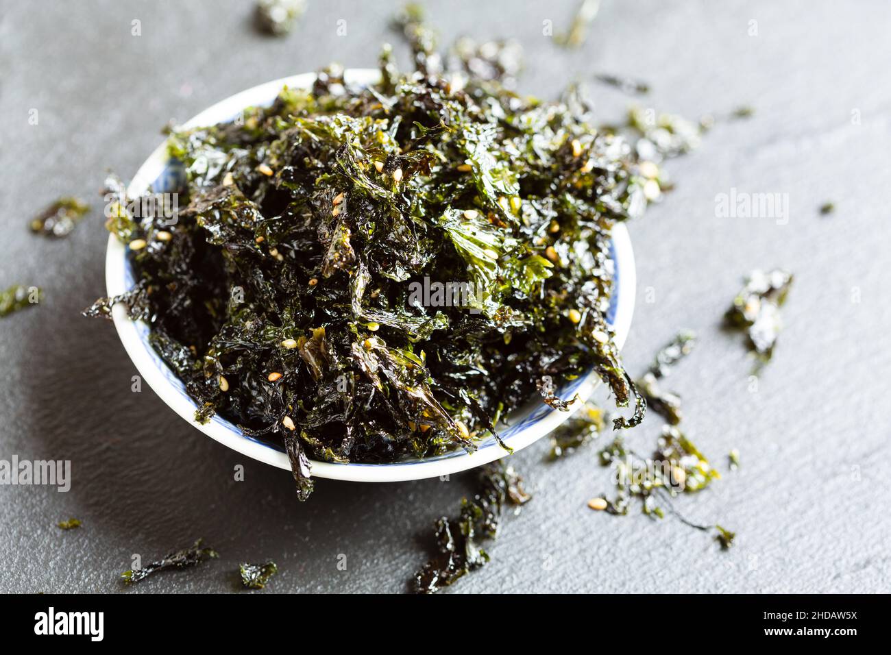 crispy korean Roasted salted laver Snack in a bowl Stock Photo - Alamy