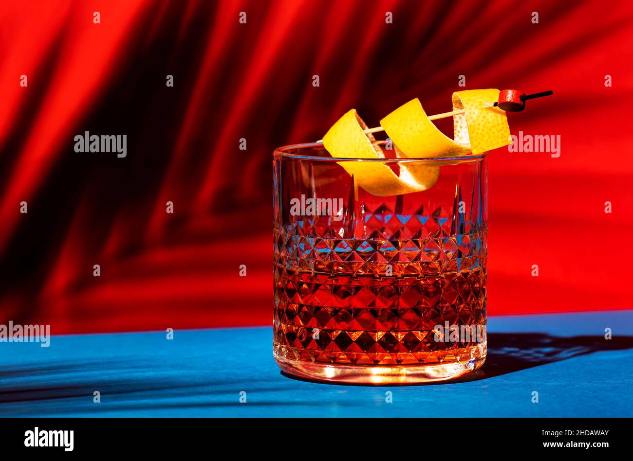 Sazerac cocktail with cognac, bourbon, absinthe, bitters, sugar and ...