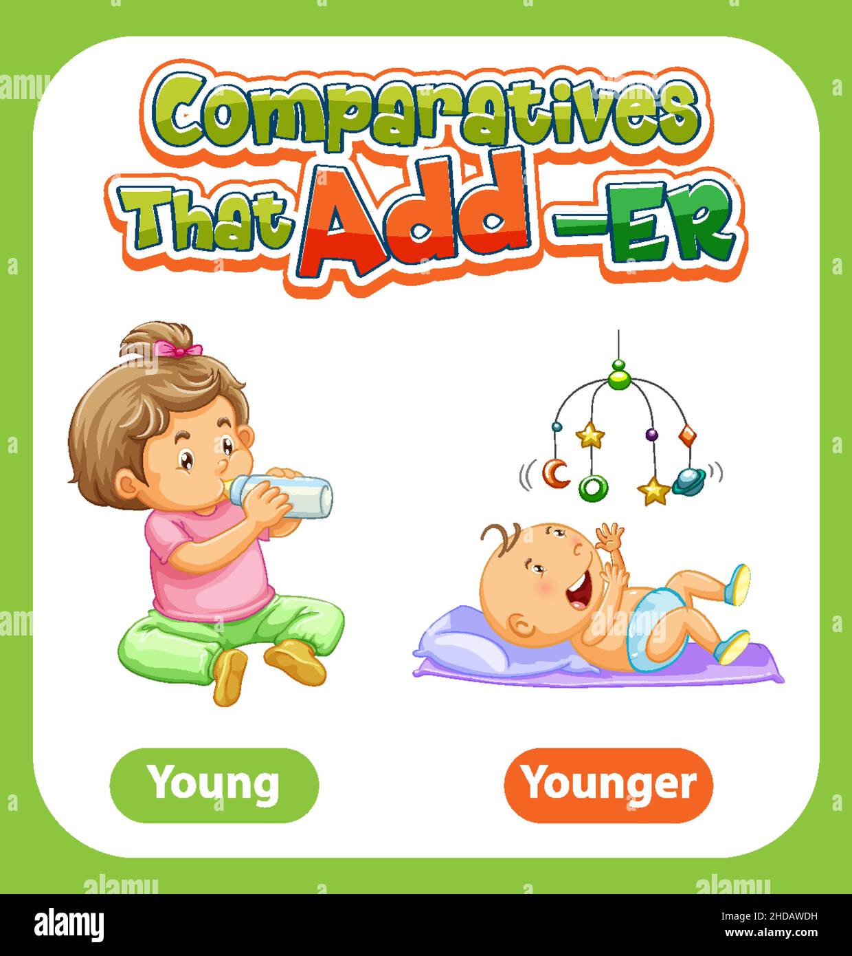 Comparative adjectives for word young illustration Stock Vector Image ...