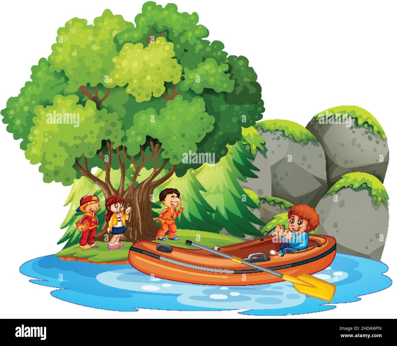 Isolated forest with children cartoon character illustration Stock ...