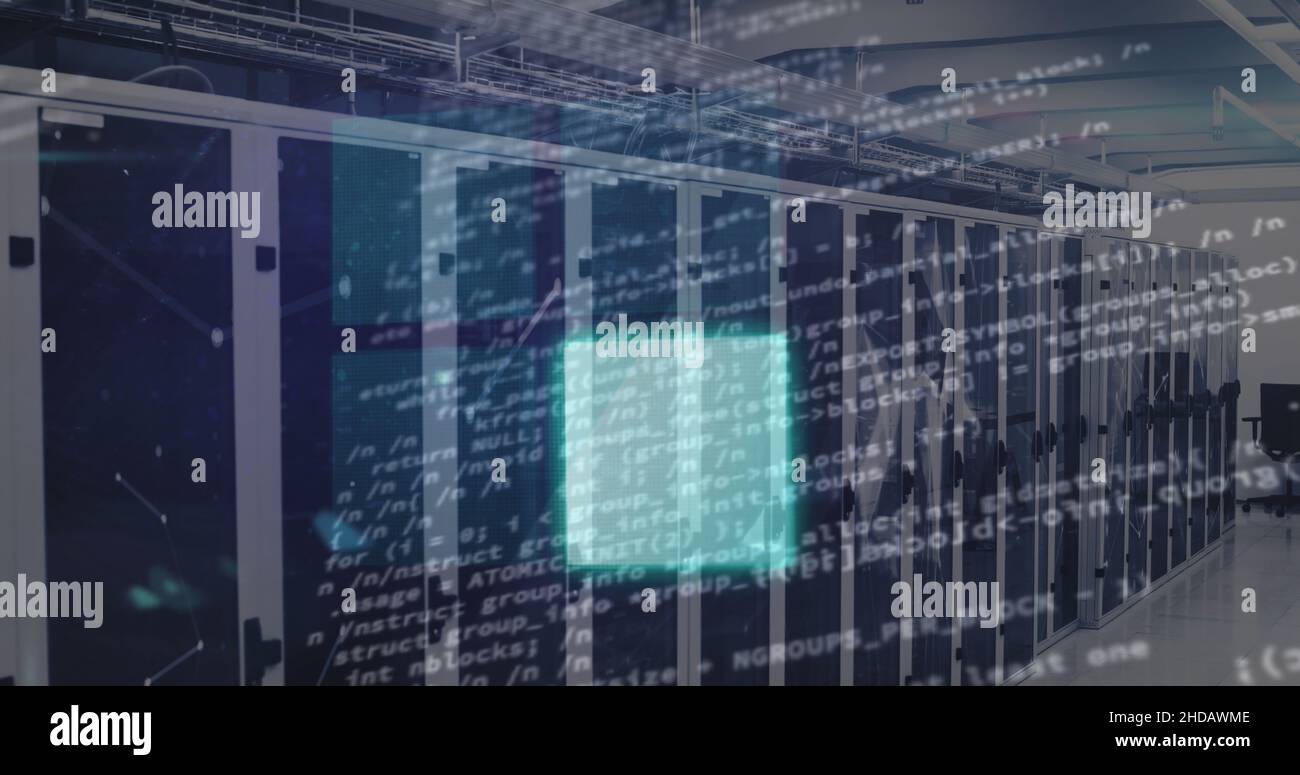 Image of loading ring over data processing and server room Stock Photo ...