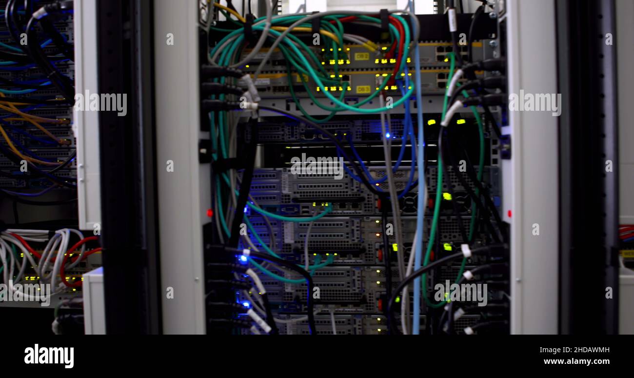 Image of wires and servers in server room Stock Photo - Alamy