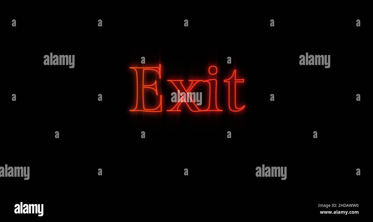 Emerging orange Exit neon billboard Stock Photo - Alamy