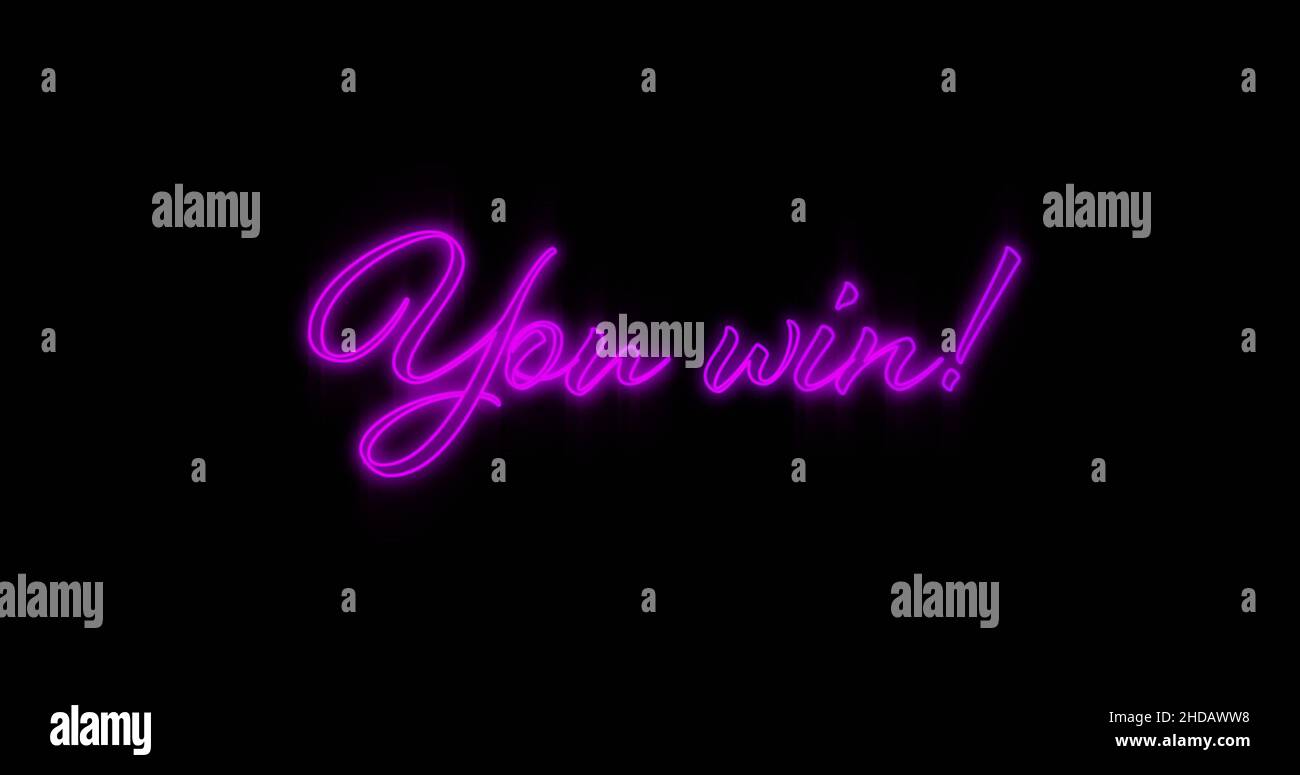 Emerging purple You Win neon billboard Stock Photo - Alamy