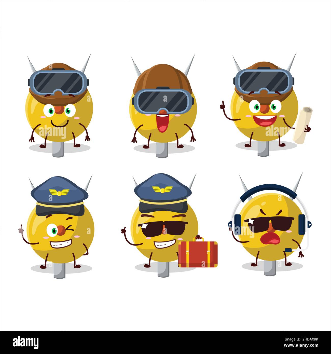 Pilot cartoon mascot term stationery with glasses. Vector illustration ...
