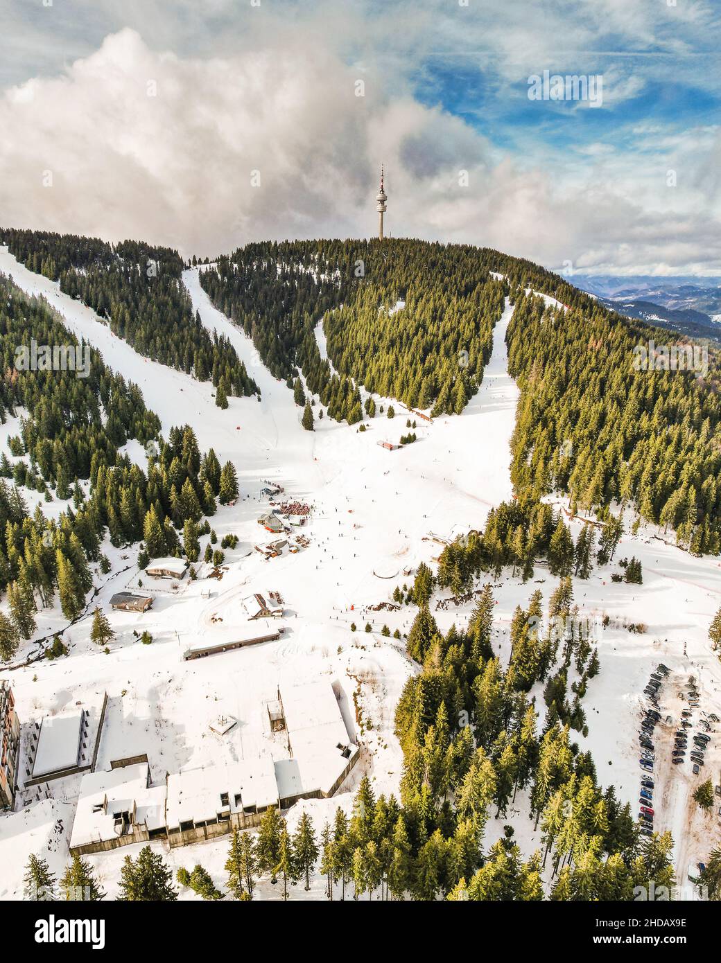 Pamporovo ski resort vertical panorama,Bulgaria Stock Photo - Alamy