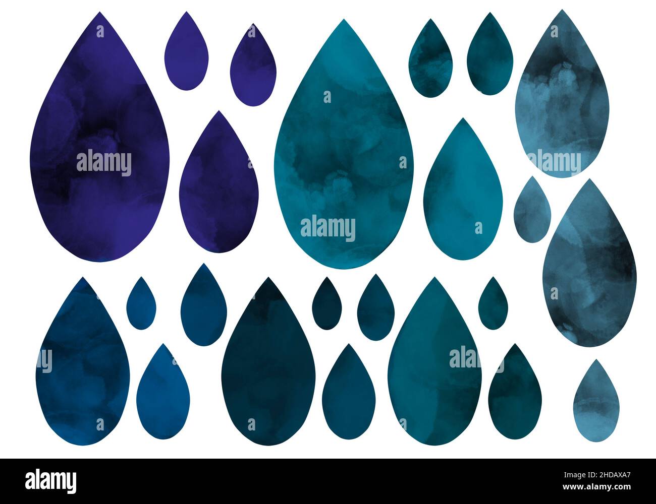 Set with coloured water rain drops for stickers and postcard and cards ...