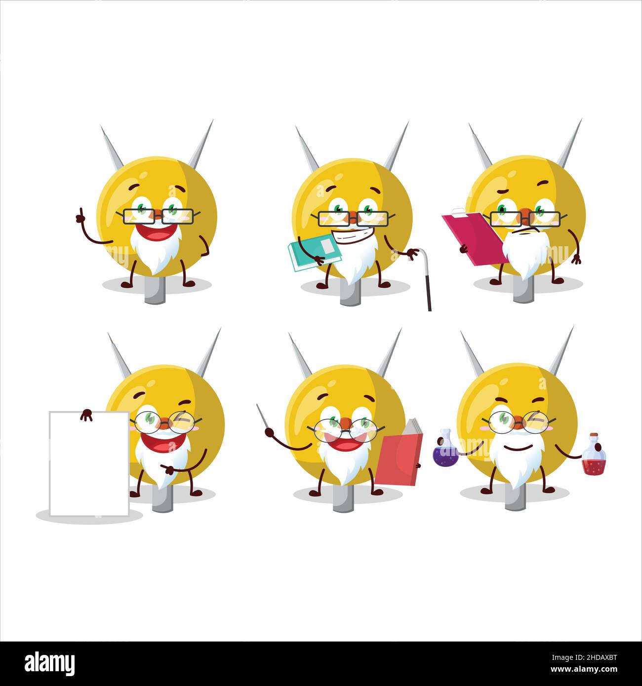 Professor term stationery academic cartoon character working on ...