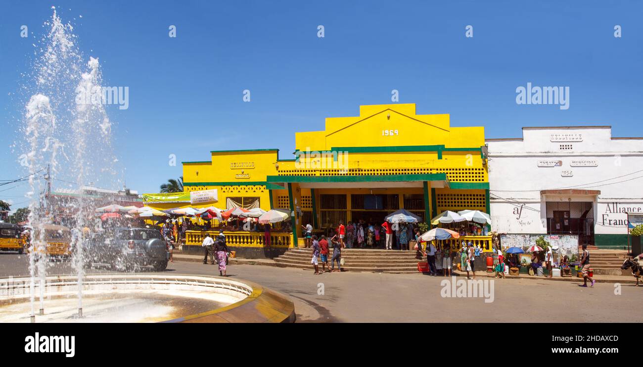 Hell Ville market hall, Nosy Be, Madagascar Stock Photo - Alamy