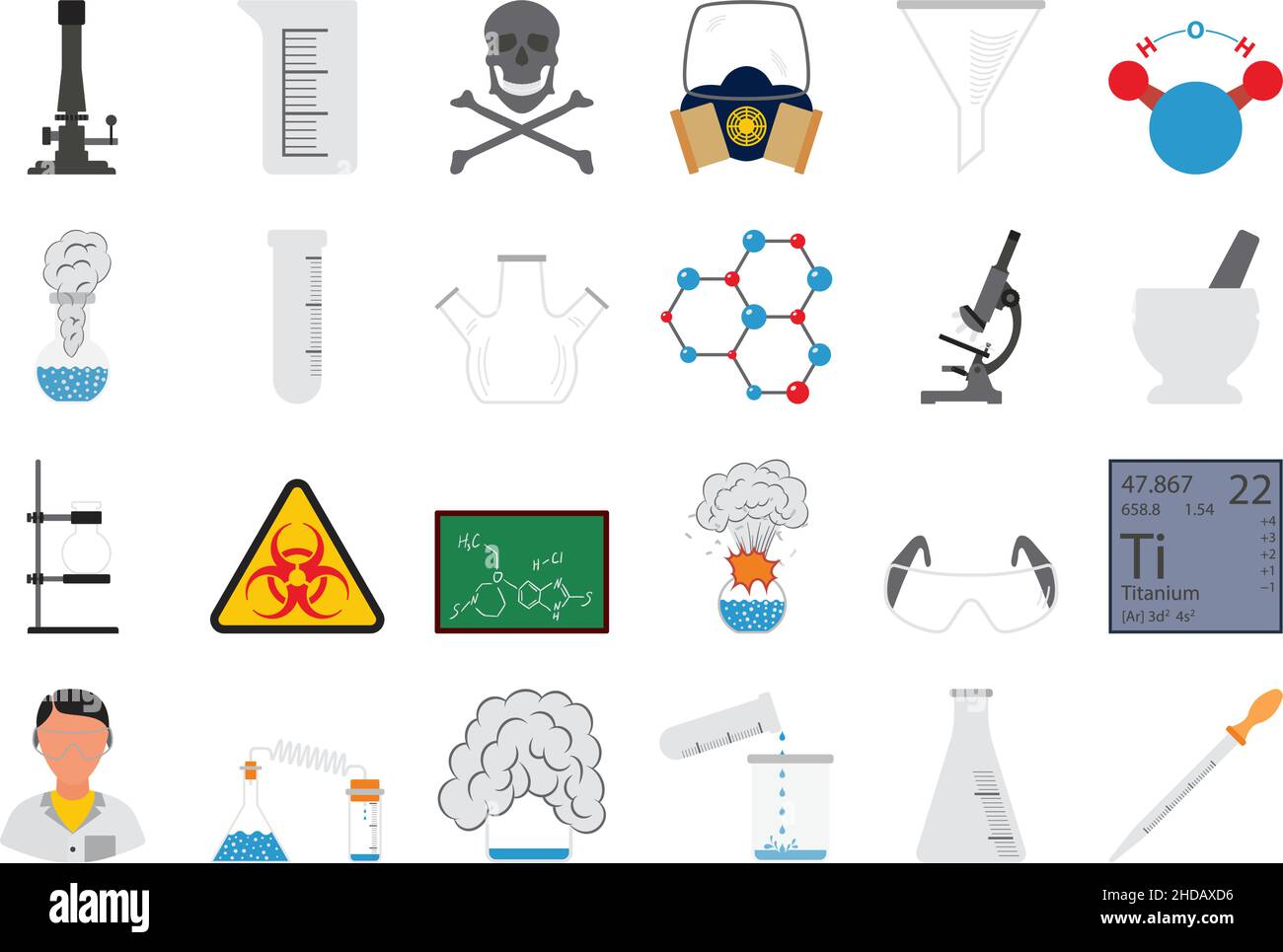Chemistry Icon Set. Flat Design. Fully editable vector illustration ...