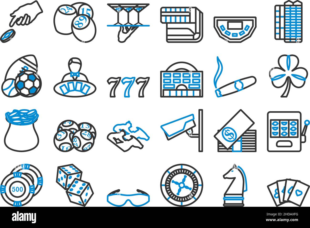 Gambling Icon Set. Editable Bold Outline With Color Fill Design. Vector ...
