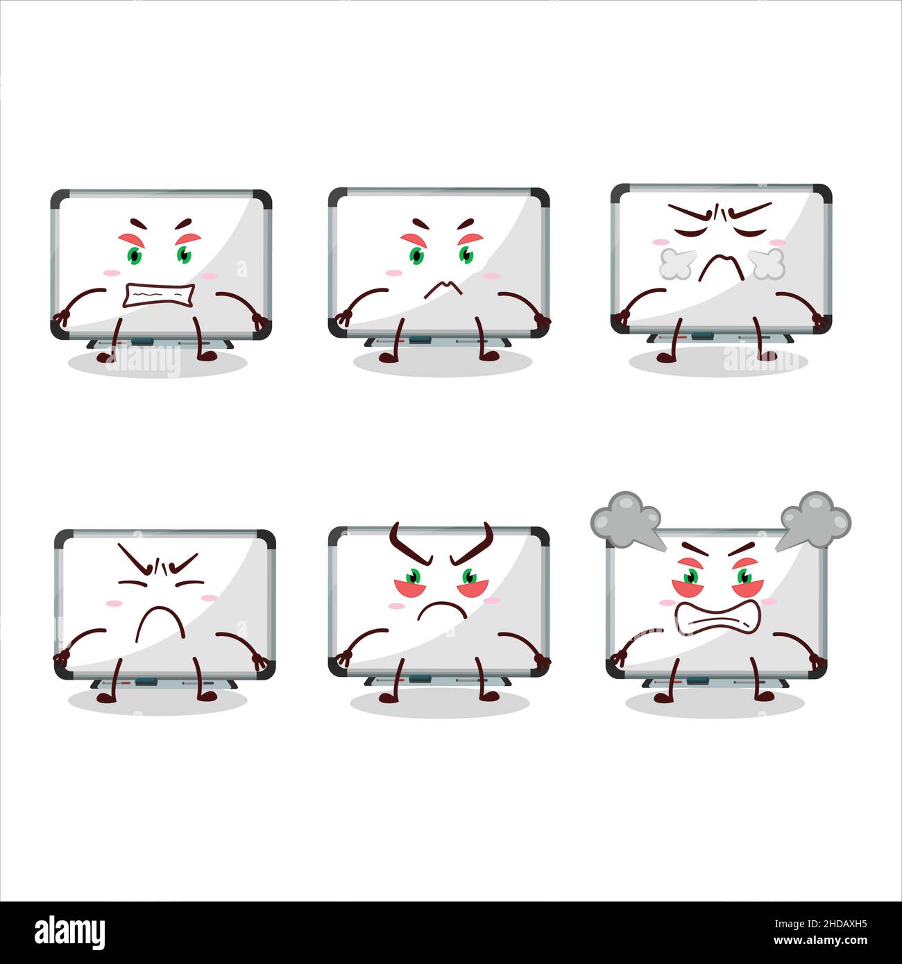 White board cartoon character with various angry expressions. Vector ...