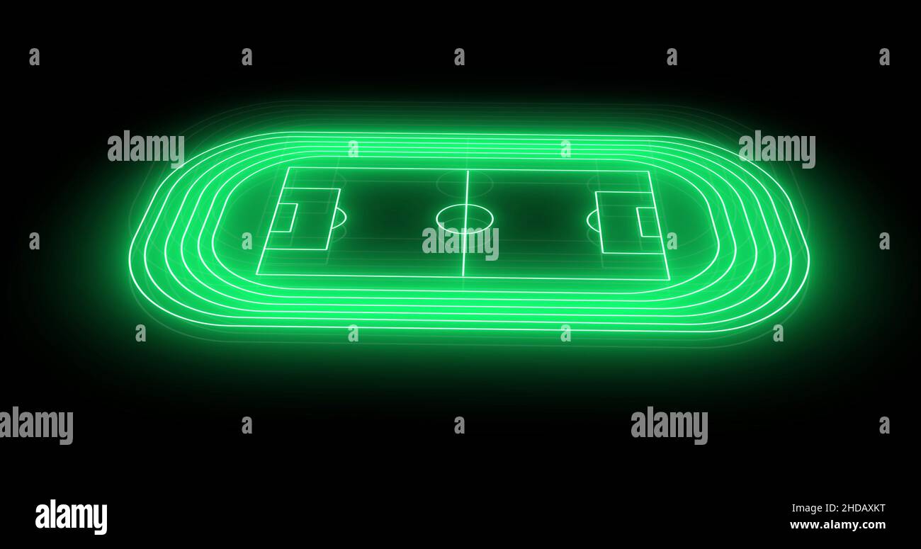 Image of green neon sports stadium on black background Stock Photo - Alamy