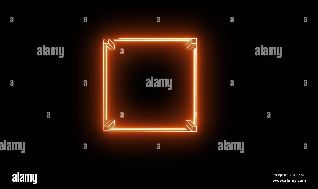 Image of orange neon boxing ring on black background Stock Photo - Alamy