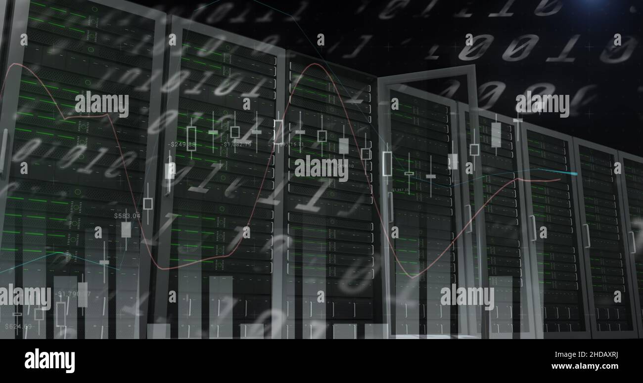 Image of data processing and diagram over server room Stock Photo - Alamy