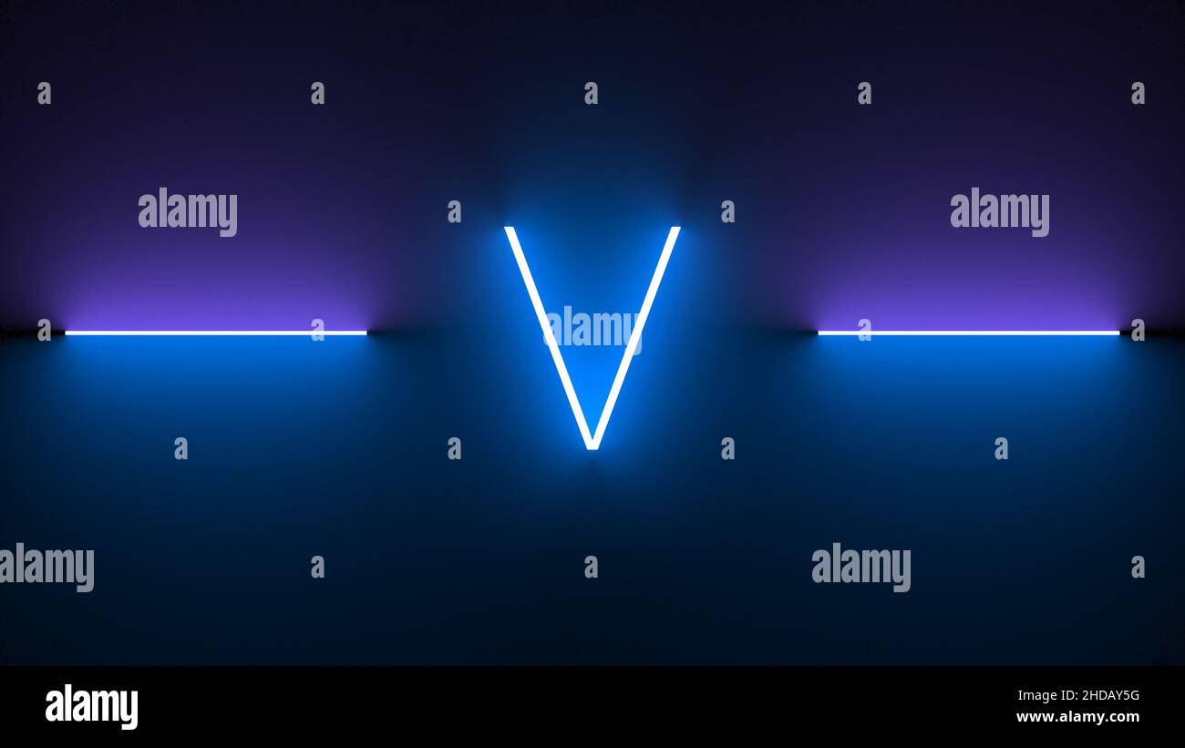 An illustration of a neon letter V isolated on black background Stock ...