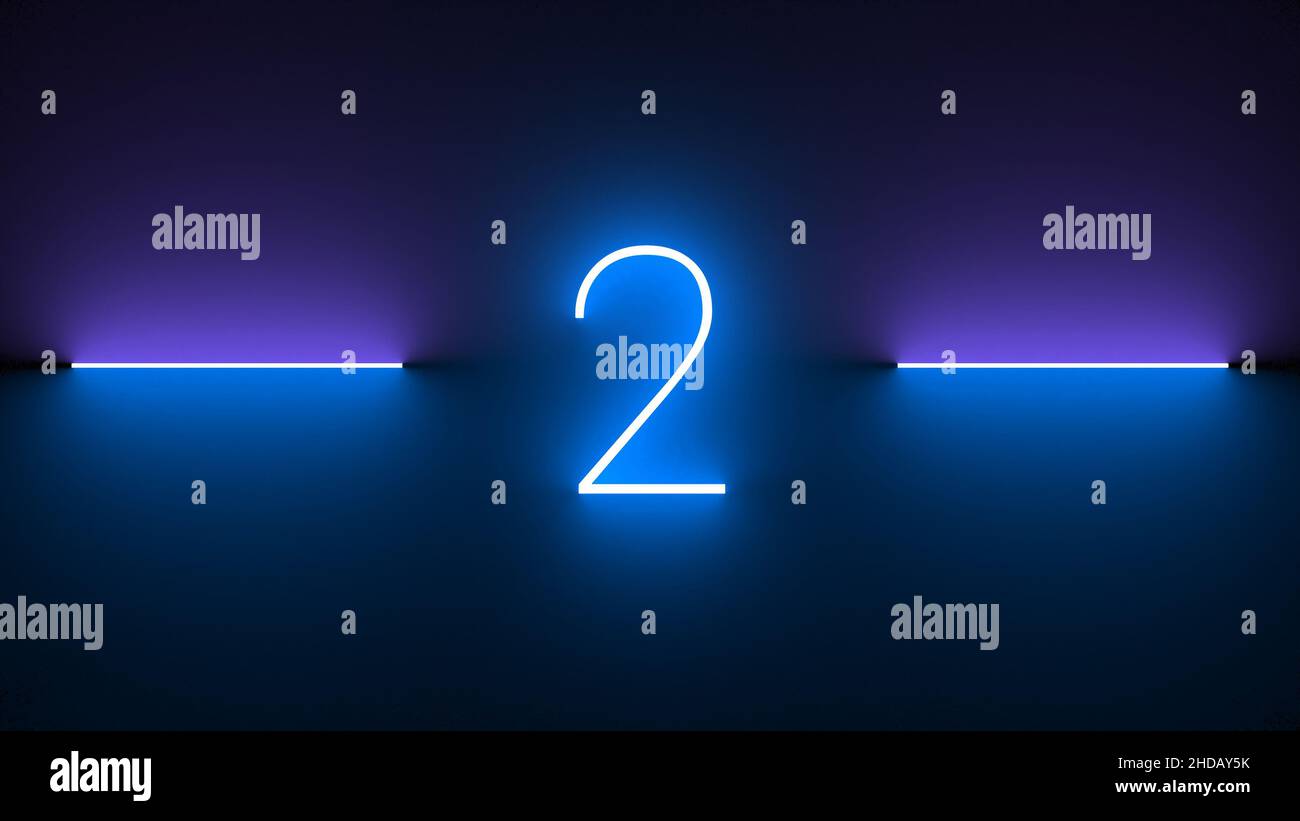 An illustration of a neon number 2 isolated on black background Stock ...