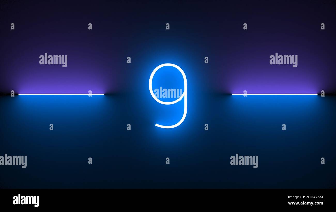 An illustration of a neon number isolated on black background Stock ...