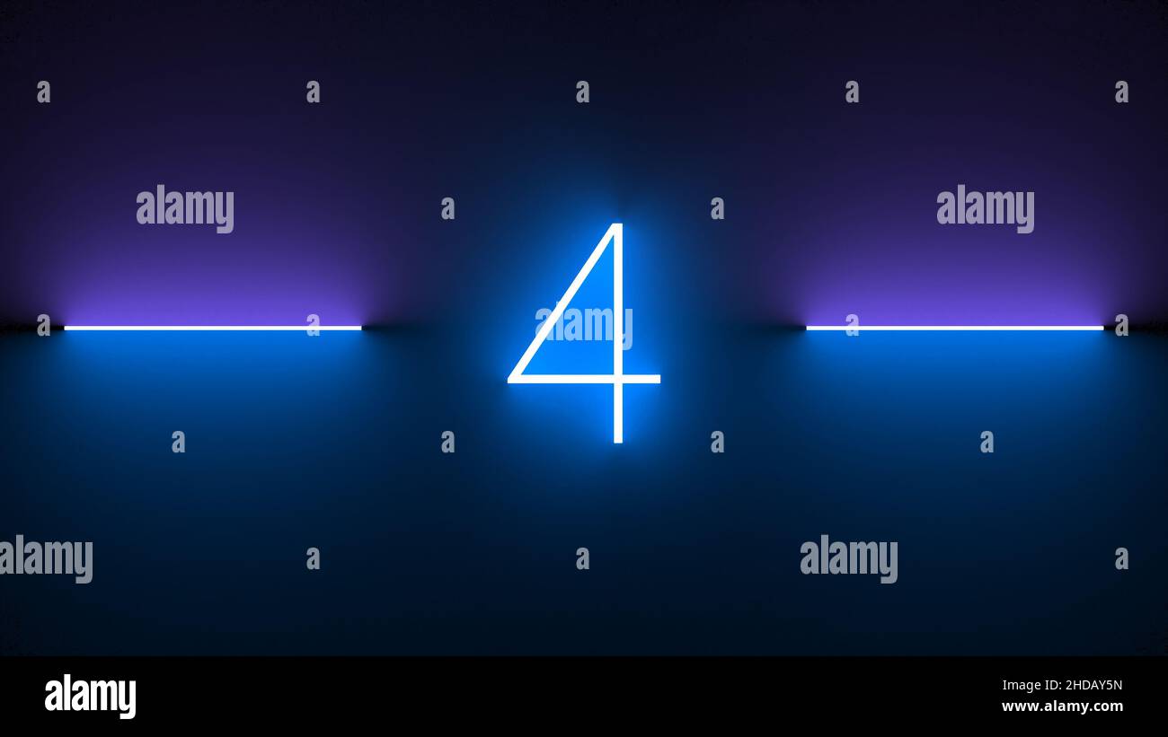 An illustration of a neon number 4 isolated on black background Stock ...
