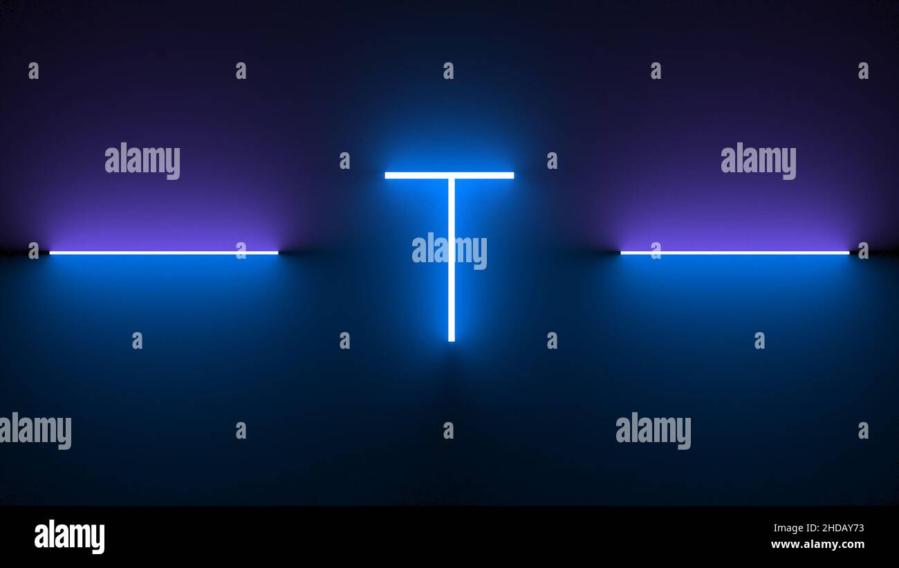 An illustration of a neon letter T isolated on black background Stock ...