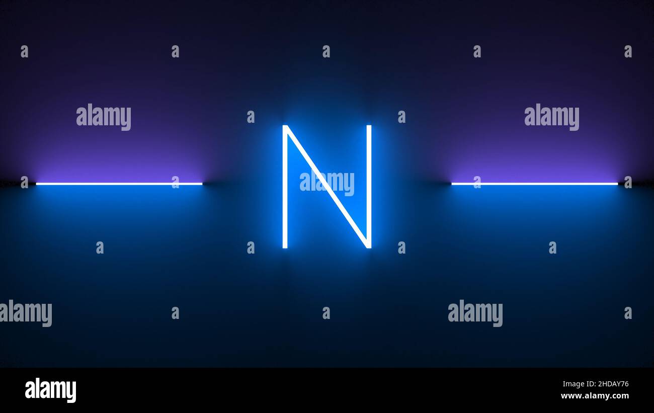 An illustration of a neon letter N isolated on black background Stock ...