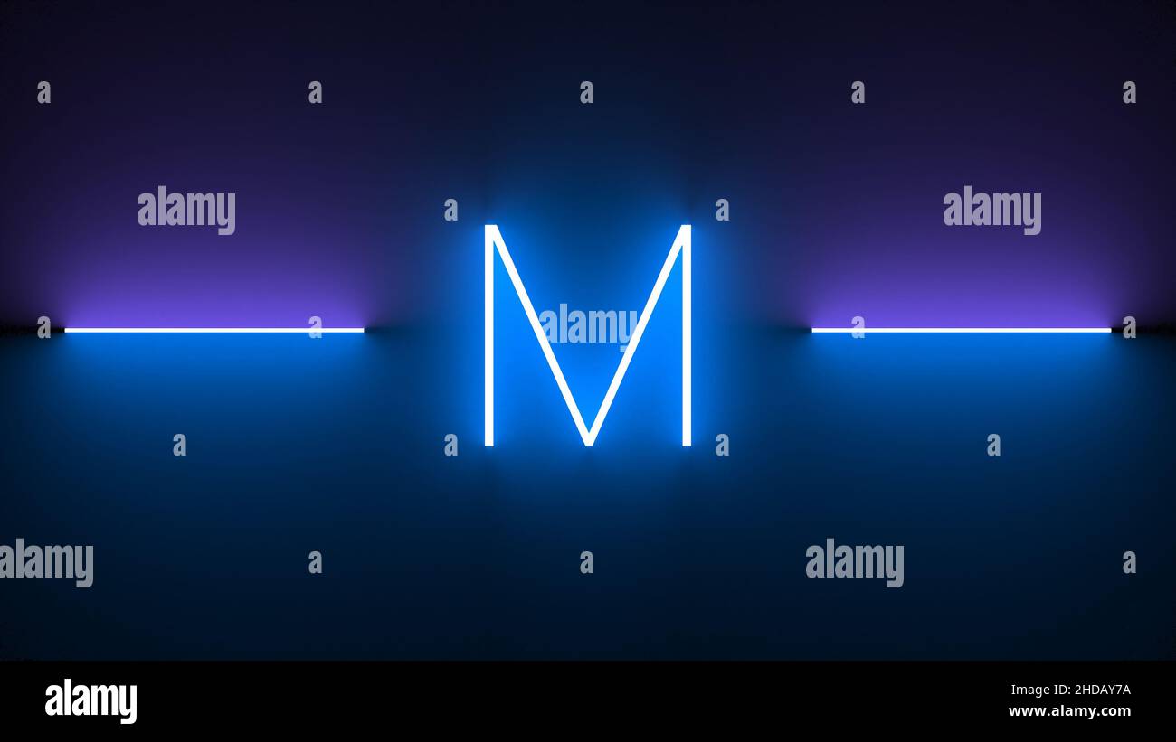 An illustration of a neon letter M isolated on black background Stock ...