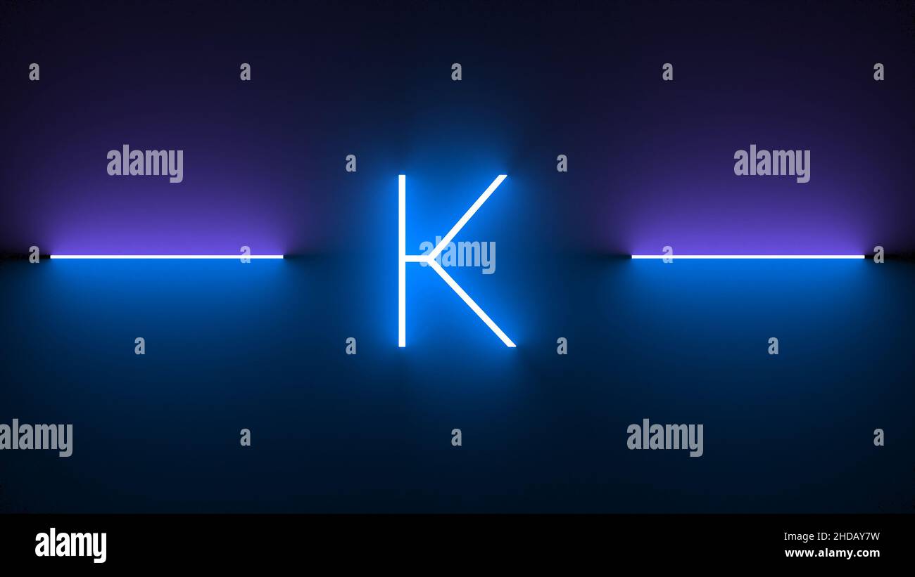 An illustration of a neon letter K isolated on black background Stock ...