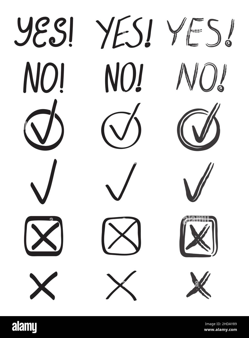 Check and cross mark vector set. Marker cross brush signs. OK and X ...