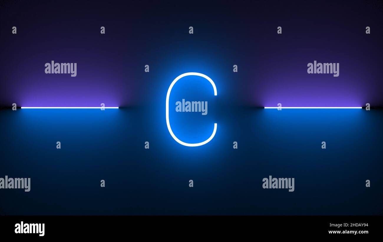 An illustration of a neon letter C isolated on black background Stock ...