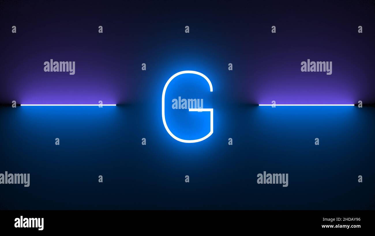 An illustration of a neon letter G isolated on black background Stock ...