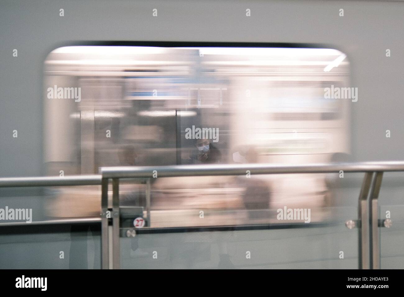 Blurred shot of a moving train window Stock Photo - Alamy