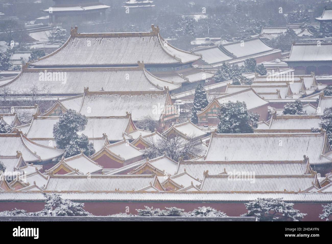 Beautiful shot of first snow in Beijing gugong palace Stock Photo - Alamy