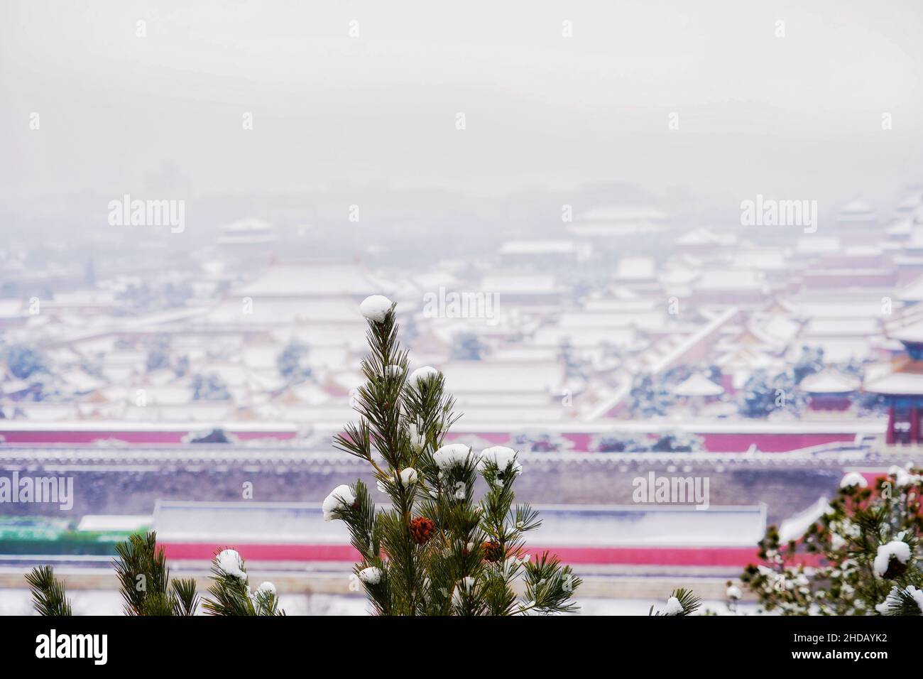Beautiful shot of first snow in Beijing gugong palace Stock Photo - Alamy