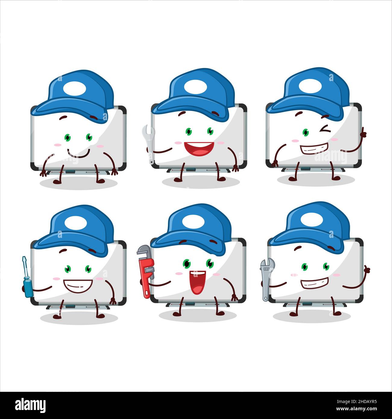 mechanic white board cute mascot character with pliers. Vector ...