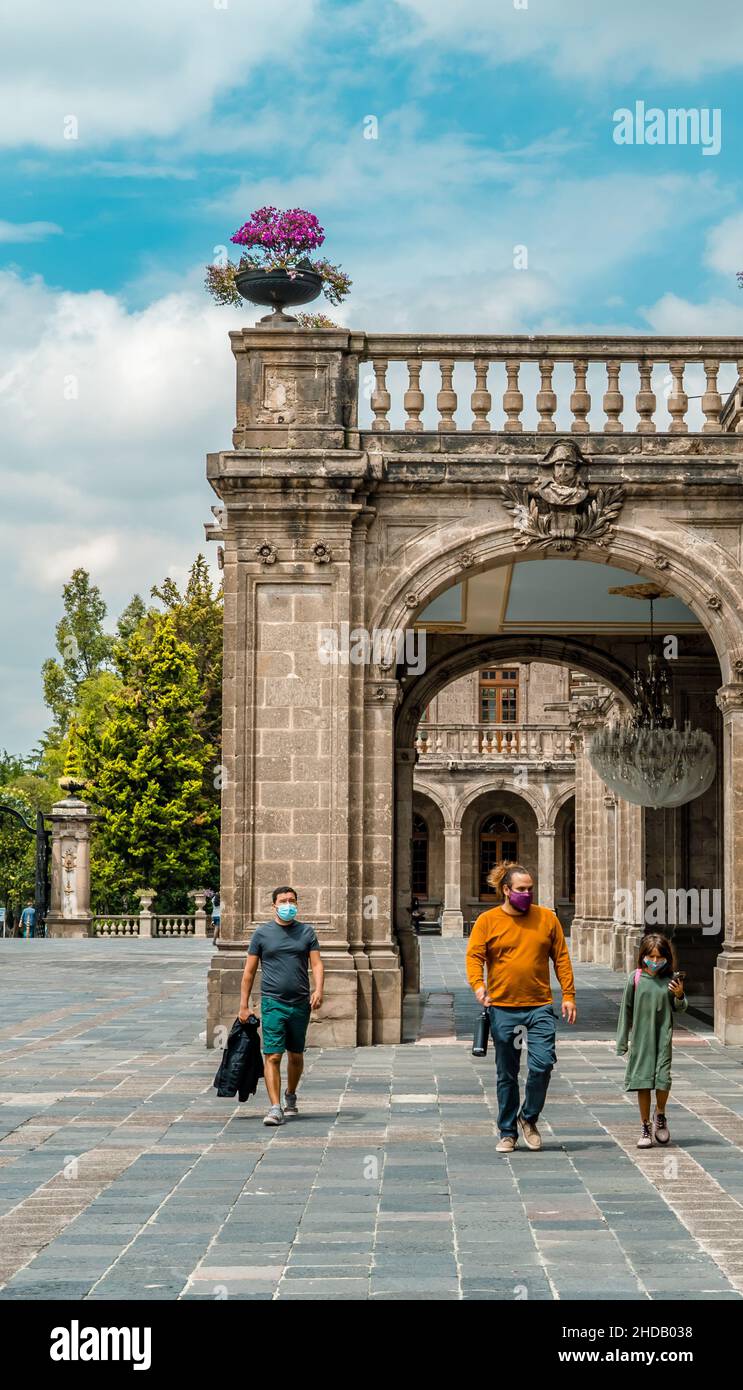 Tourists at Chapultepec Castle - home of the National History Museum ...