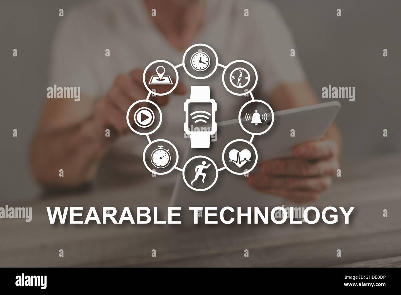 Wearable technology concept illustrated by a picture on background ...
