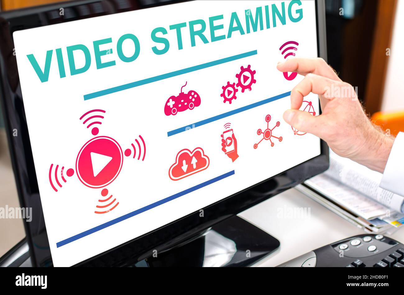 Video streaming concept shown on a computer screen Stock Photo - Alamy