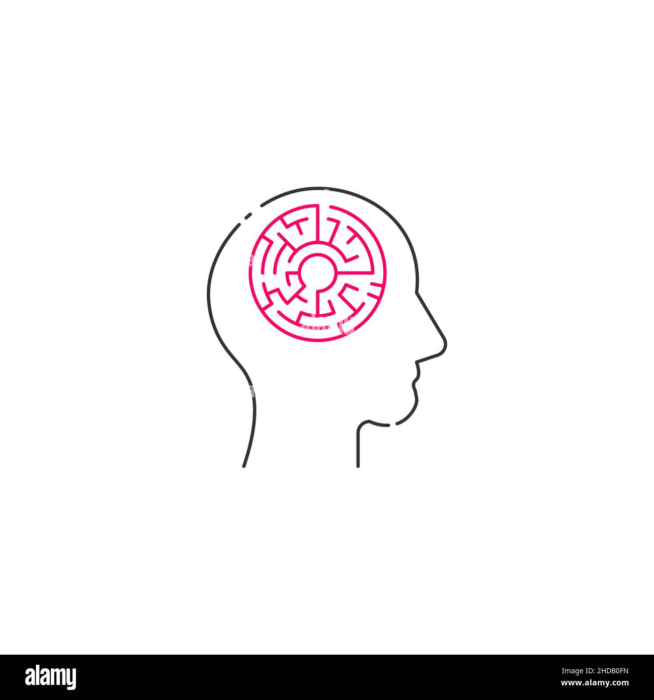 Logic games concept, creative thinking, head maze line icon, mind ...