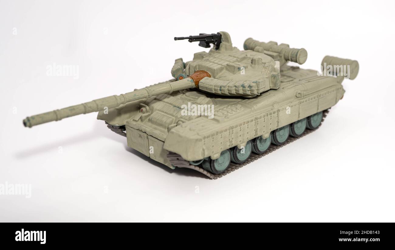 Closeup shot of a miniature Soviet tank T-80, in service from 1976 ...