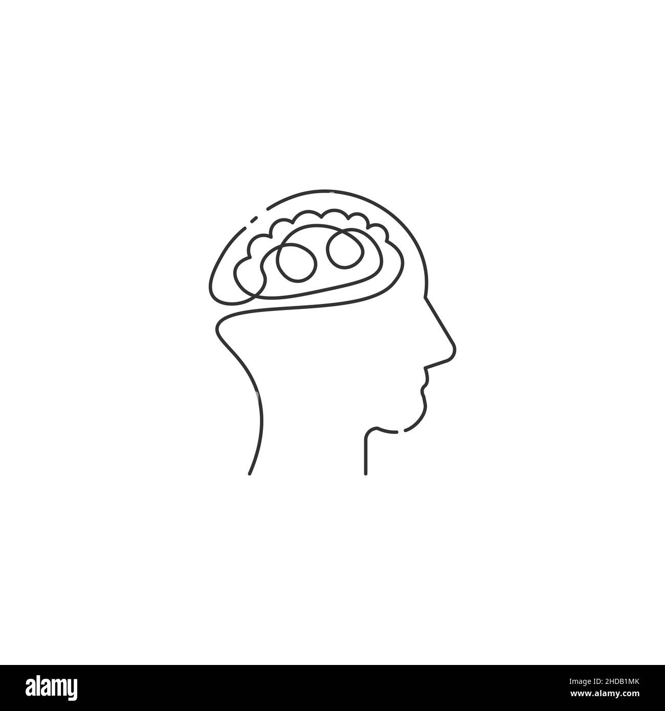 Brain head vector line icon editable stroke. Problem solving concept ...