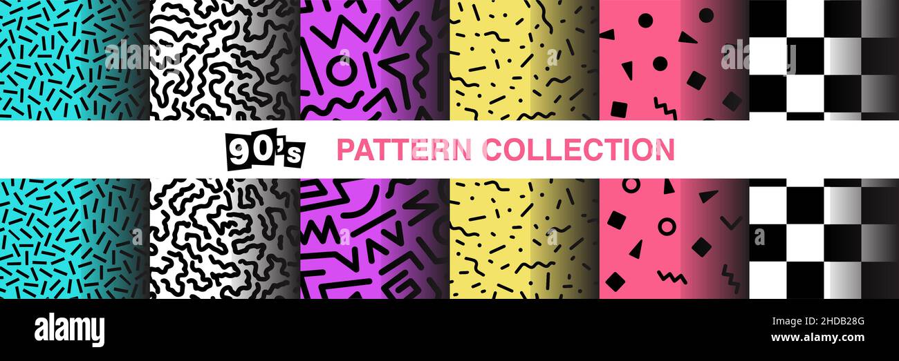 Collection of seamless patterns from 90's | Set of abstract graphics in ...