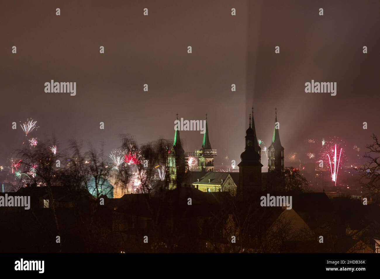 New Year´s Eve over Bamberg Stock Photo - Alamy